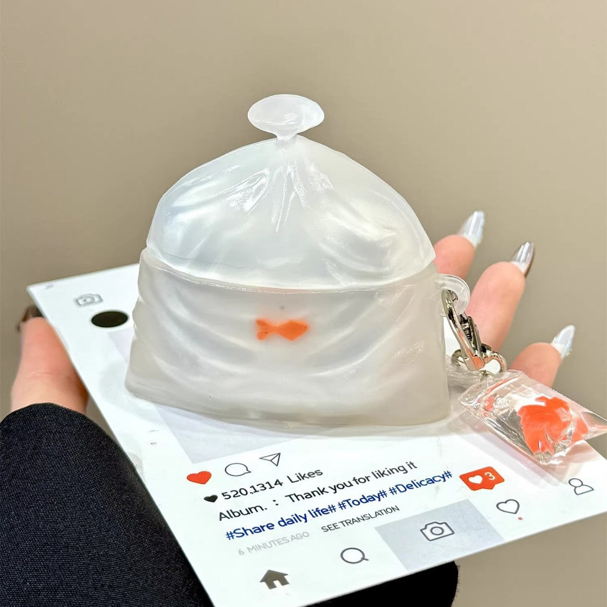 SPICEUP | 3D Airpods Case | Lucky Goldfish Bag ( Includes Matching Charm )