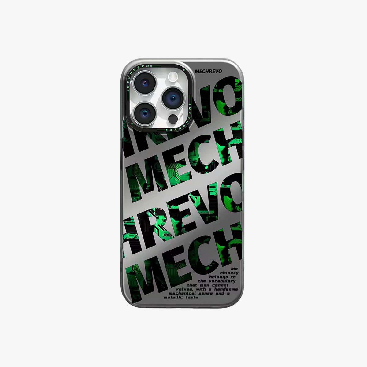 SPICEUP STUDIO | Reflective Phone Case | Metal Mechanical Fonts Green
