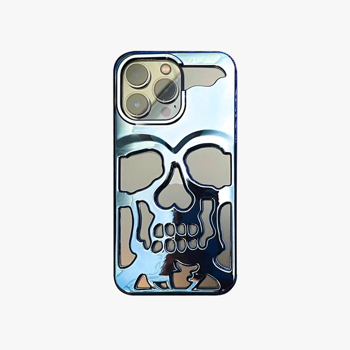 SPICEUP STUDIO | Reflective Phone Case | Metal Skeleton Skull Blue