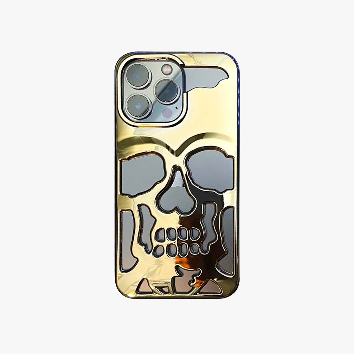 SPICEUP STUDIO | Reflective Phone Case | Metal Skeleton Skull Gold